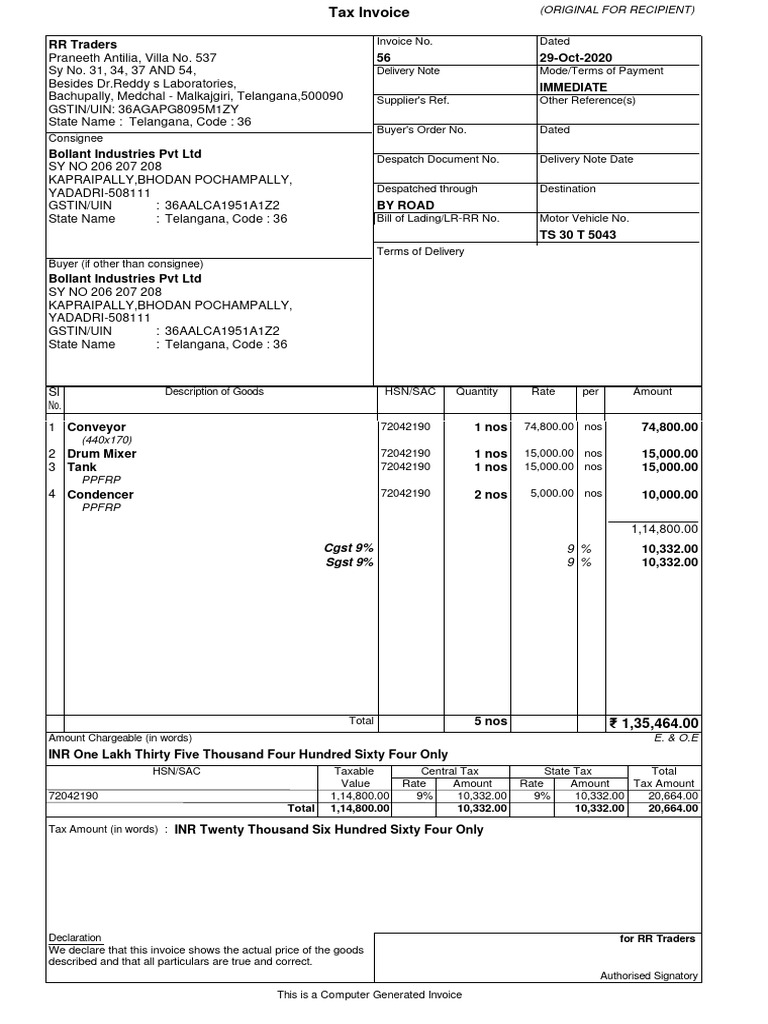 Invoive Format | PDF | Invoice | Taxation
