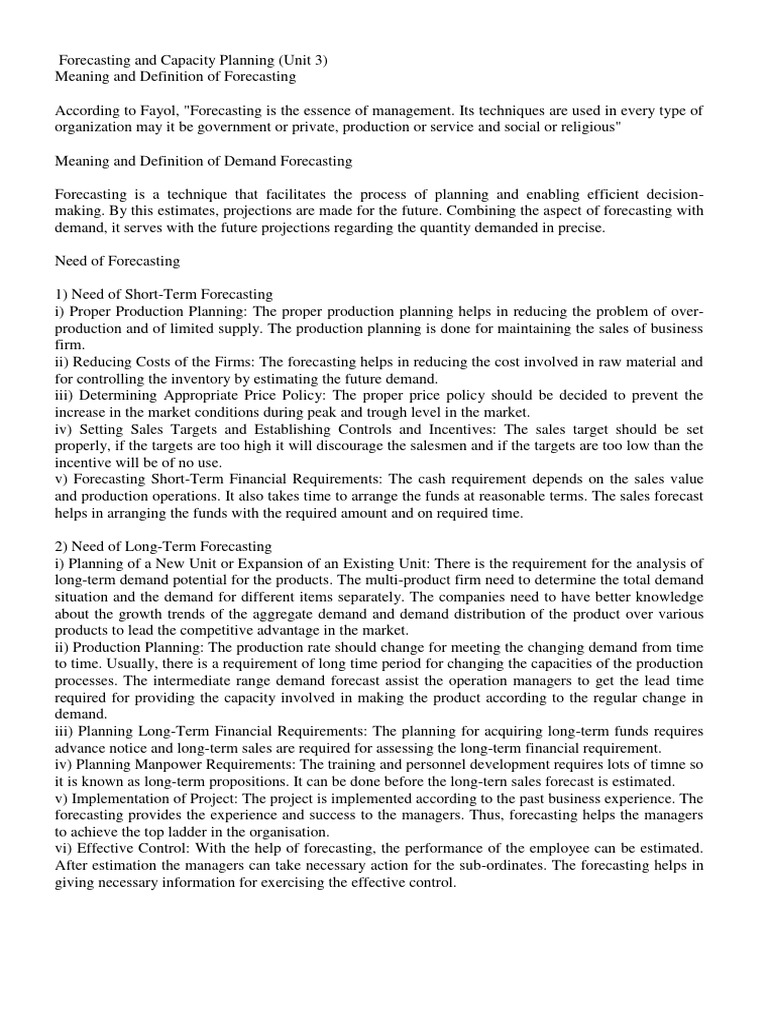 om unit III | PDF | Forecasting | Moving Average