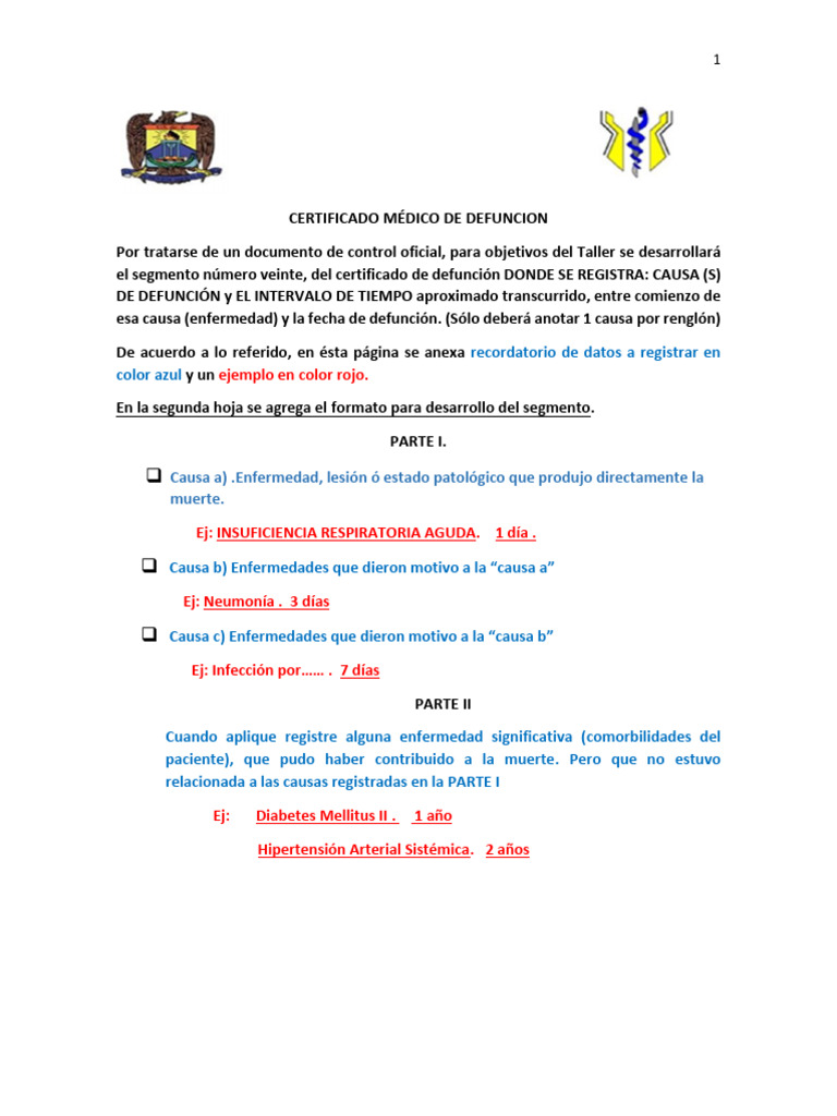 Certificado de Defunción | PDF | Salud pública | Ciencias de la Salud