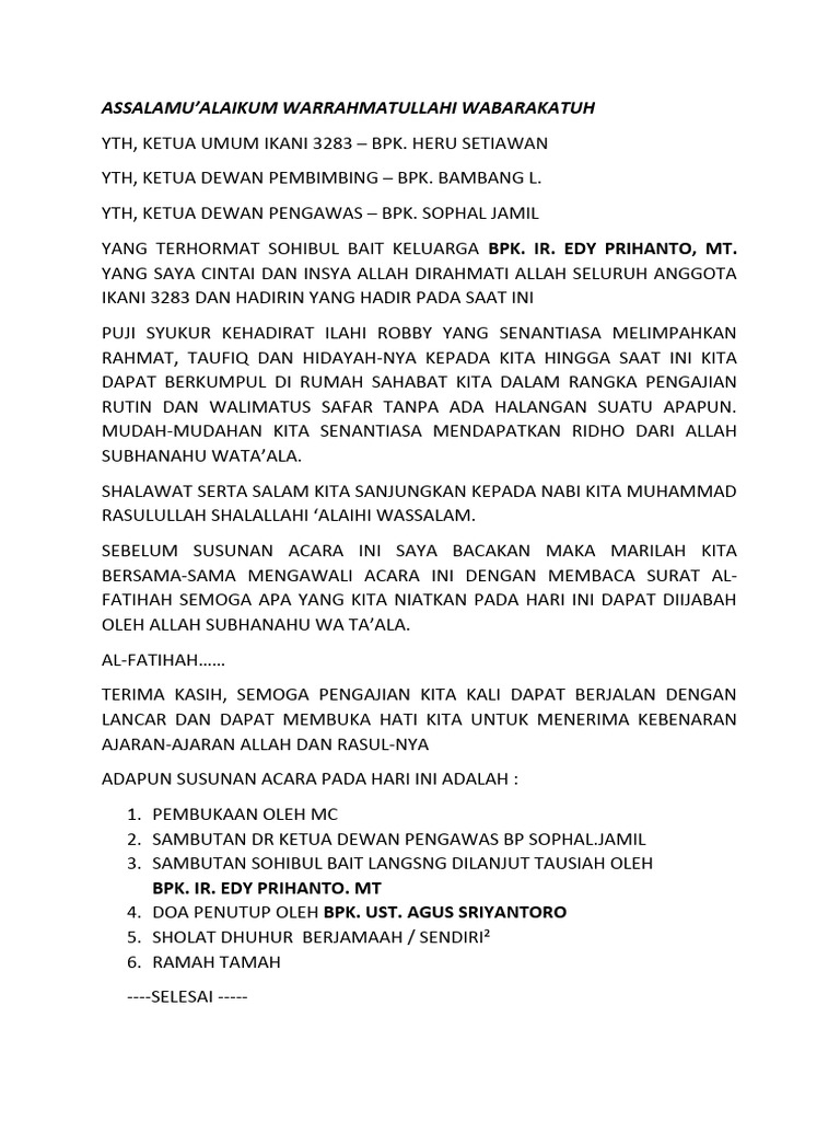Teks MC Pengajian | PDF