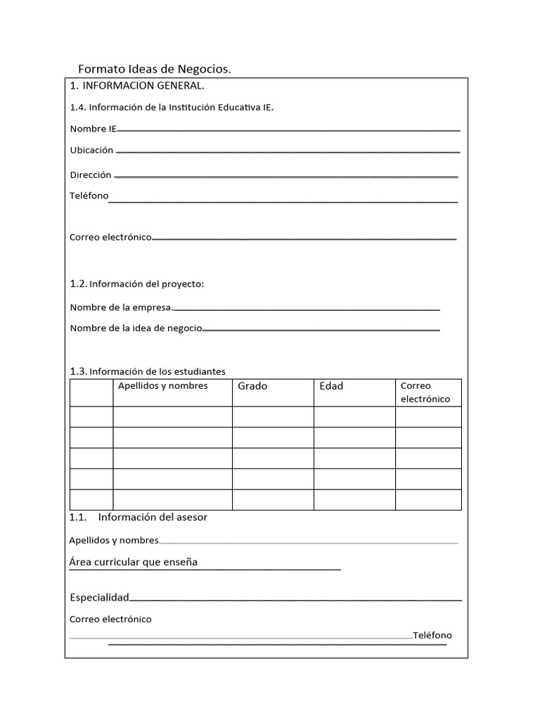 Formato Ideas de Negocios | Descargar gratis PDF | Economias