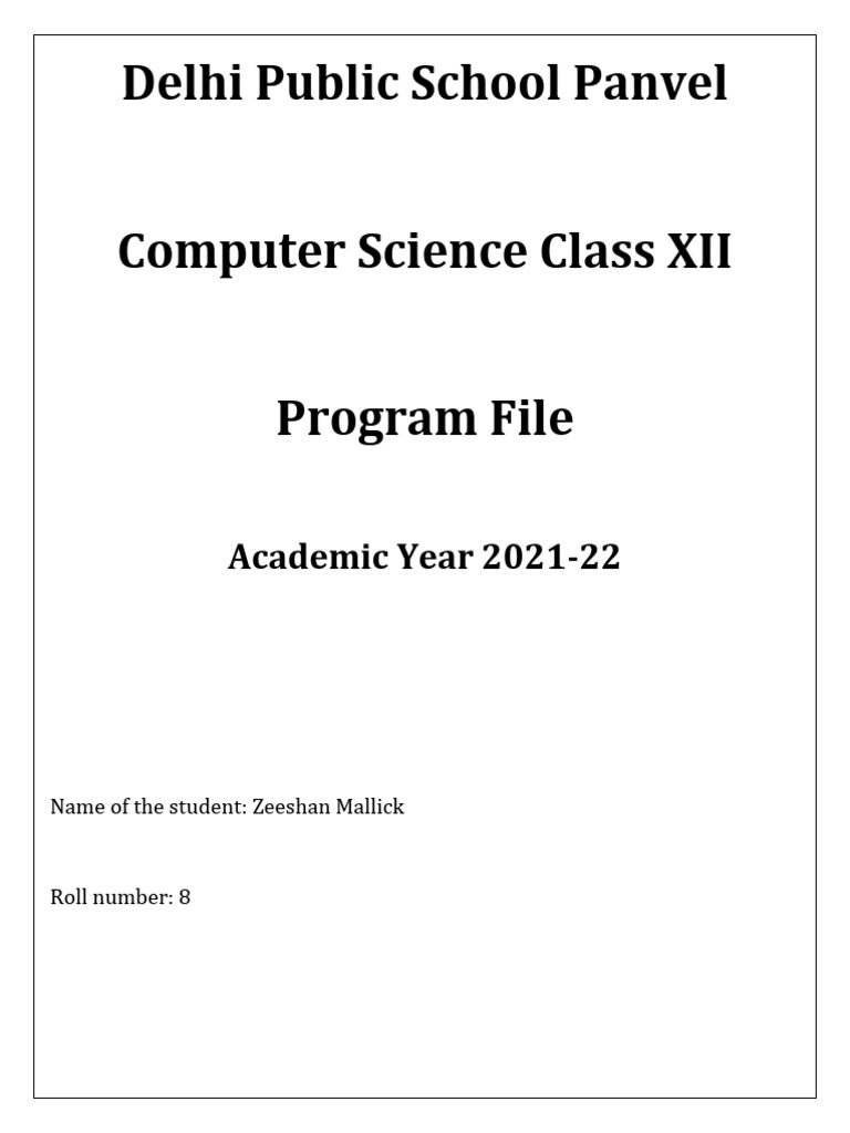 XII Practical Program File Term1 2021 Zeeshan | PDF | Letter Case | Area