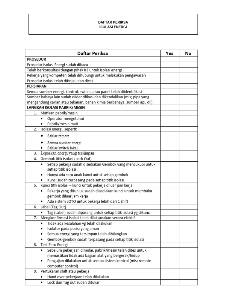 Form 11 Latihan Isolasi Energi | PDF