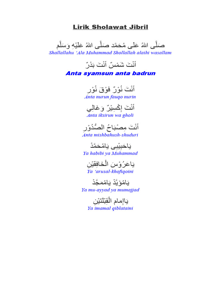 Lirik Sholawat Jibril | PDF