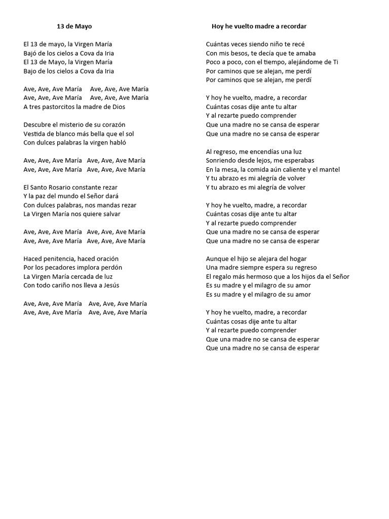 La Virgen María en el 13 de Mayo | PDF | María, madre de Jesús | Oración