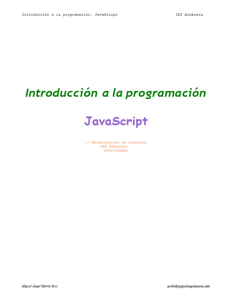 Introducción A La Programación Javascrip Pdf Script Java Lenguaje De Programación