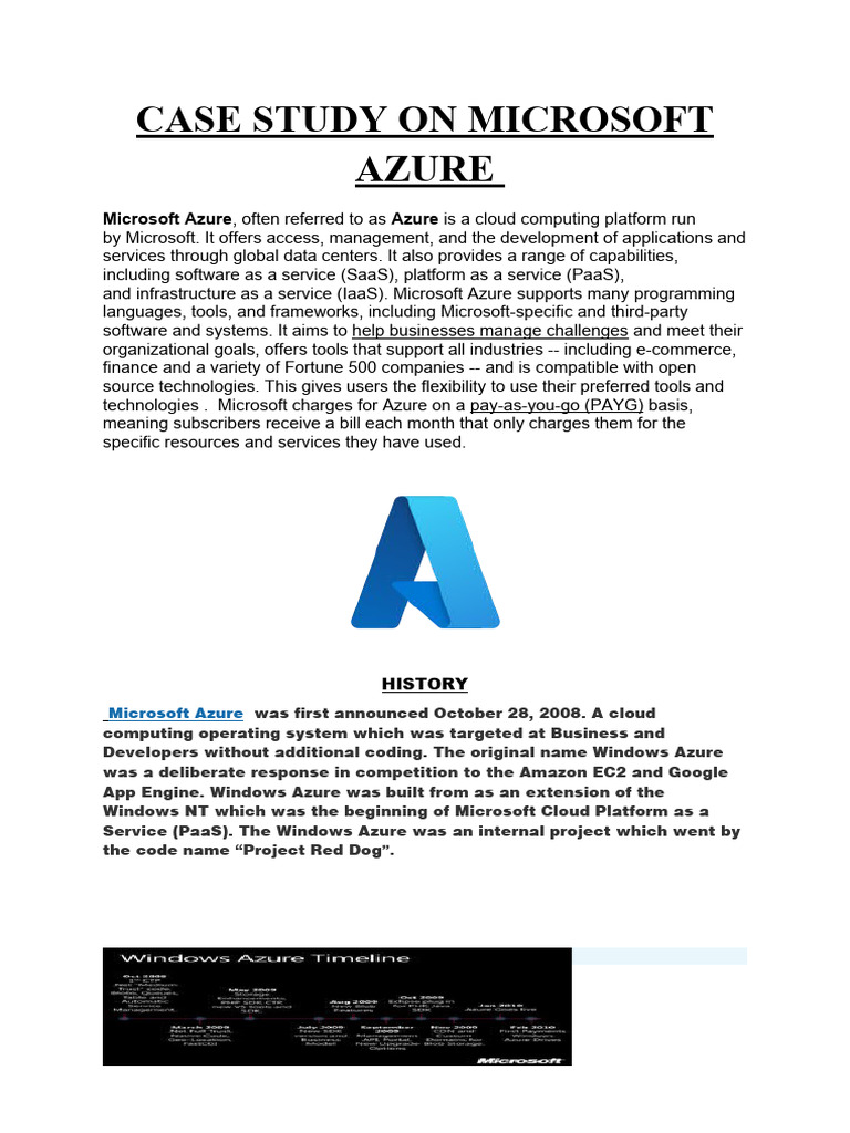 Case Study On Microsoft Azure | PDF | Microsoft Azure | Cloud Computing