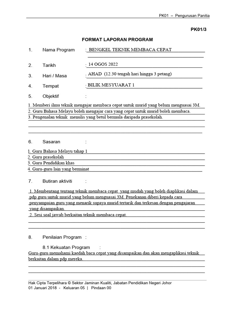 PK01-3 Format Laporan PLC Bengkel Teknik Membaca Cepat | PDF | Bisnis