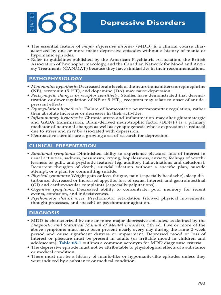Depressive Disorders: Pathophysiology | PDF | Selective Serotonin ...