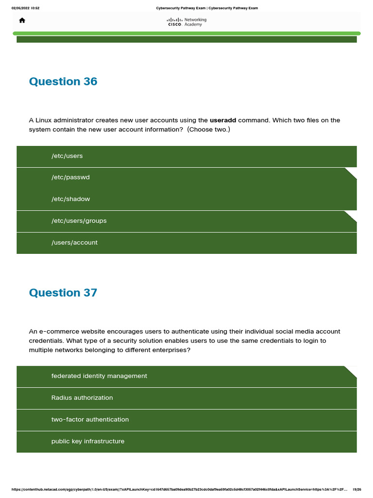 P3 - Cybersecurity Pathway Exam - Cybersecurity Pathway Exam | PDF ...