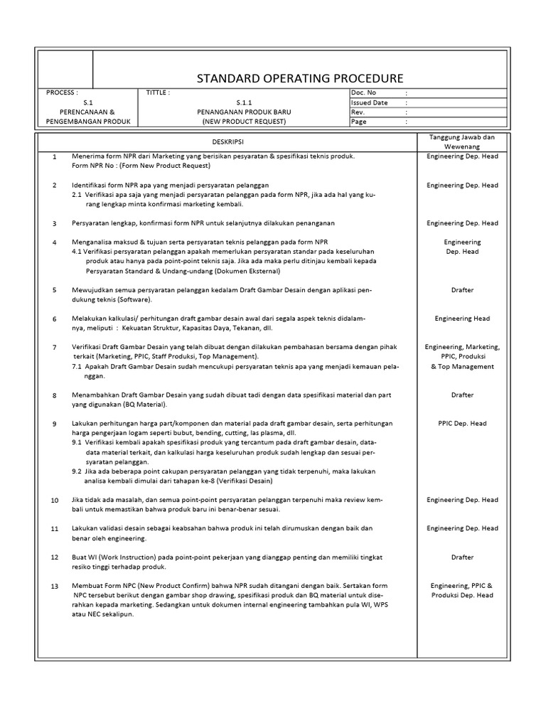 SOP Penanganan Produk Baru | PDF