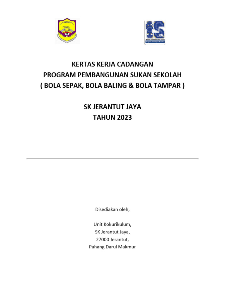 Kertas Kerja Cadangan Program Pembagunan Sukan Sekolah | PDF