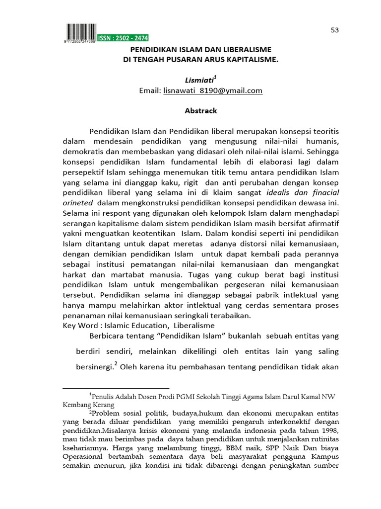 ID Pendidikan Islam Dan Liberalisme Di Teng | PDF