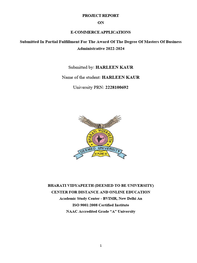 Harleen Mini Project - E-Commerce Applications | PDF | E Commerce | Retail