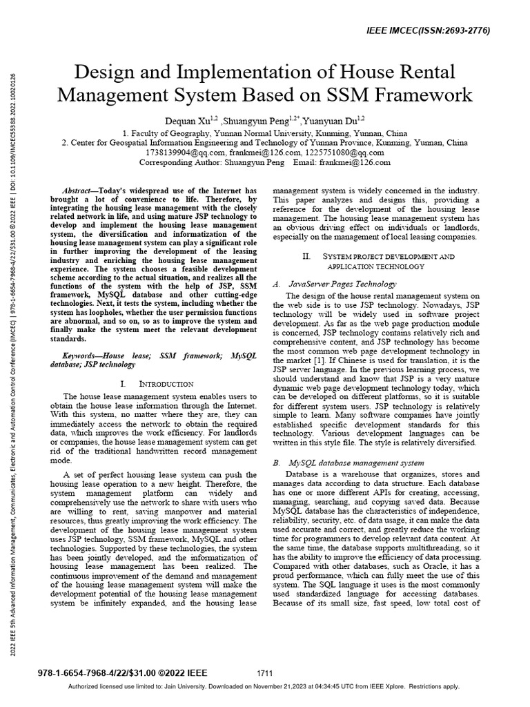 SSM-Based House Rental Management System | PDF | Databases | World Wide Web