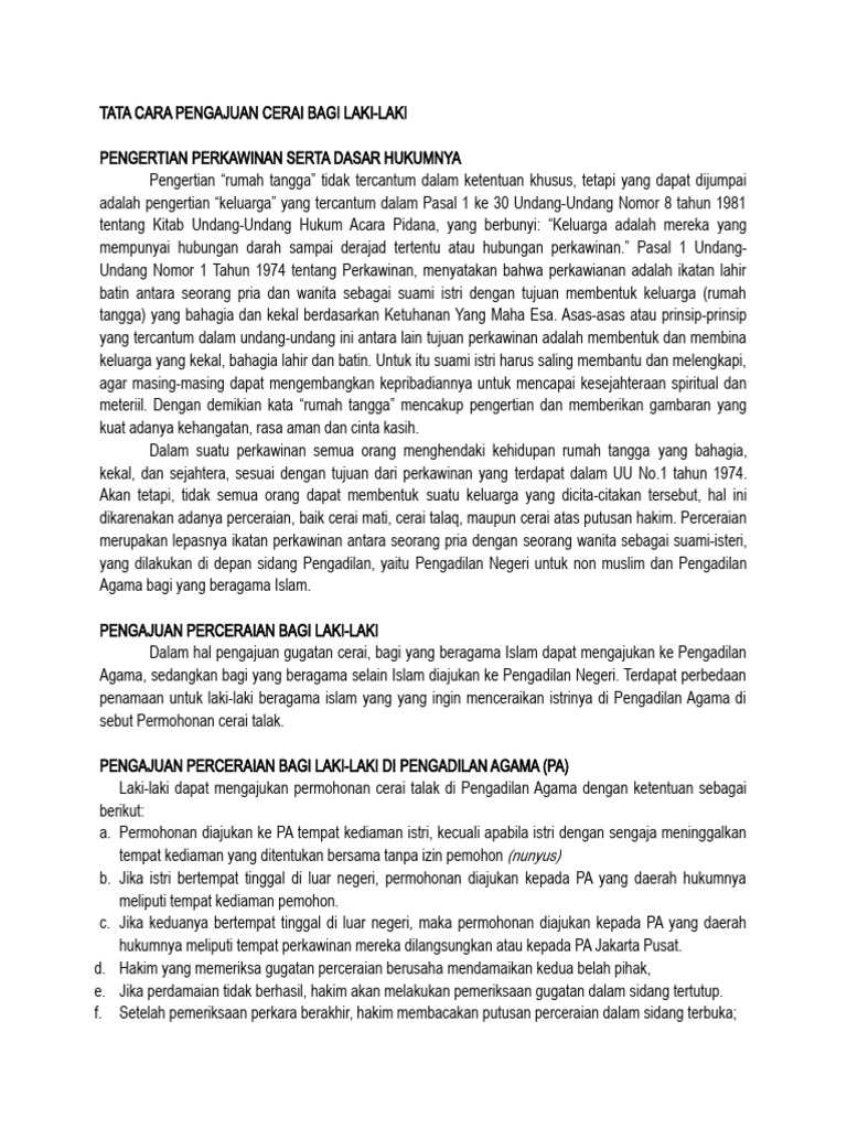 Pengajuan Cerai Laki-Laki | PDF