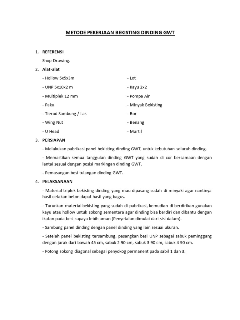 Metode Bekisting Dinding GWT | PDF