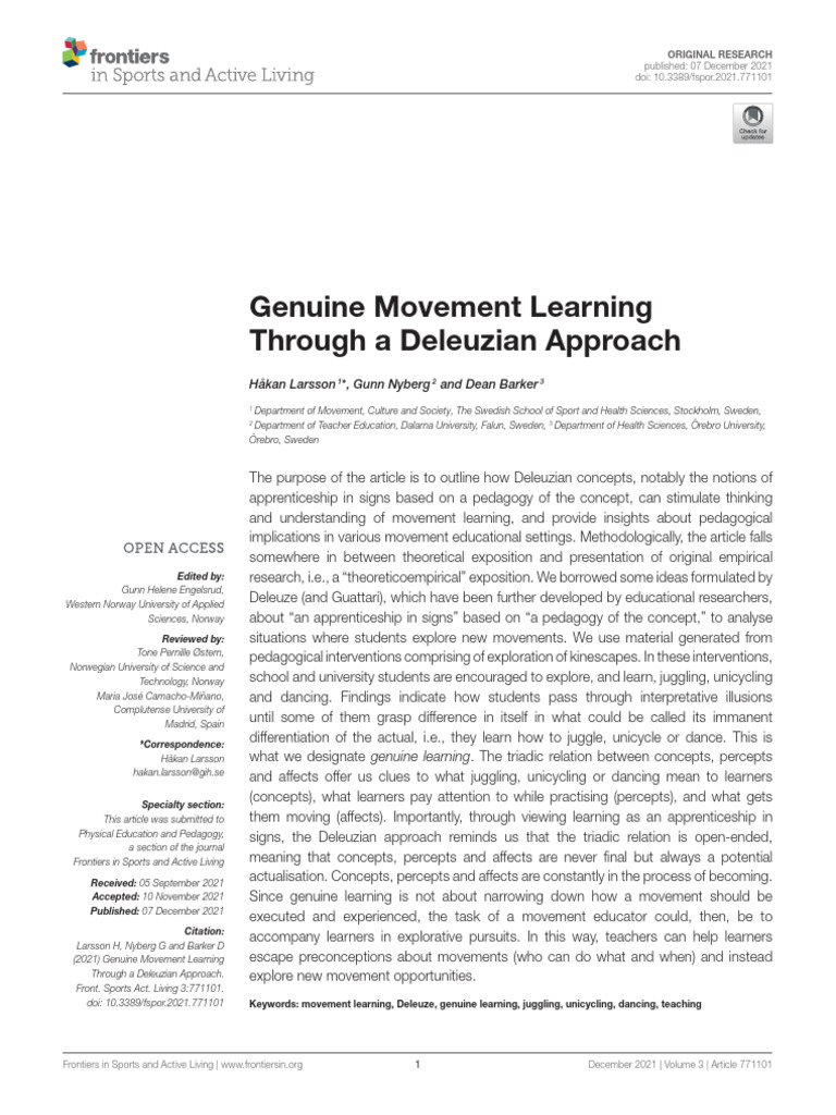 Genuine Movement Learning Deleuze Approach | PDF | Gilles Deleuze ...