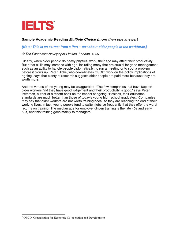 Academic Reading Sample Task Multiple Choice More Than One Answer ... Academic Reading Sample Task Multiple Choice More Than One Answer ...