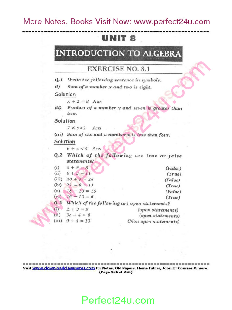 Mathematics Class 5th Notes Sindh Board 8 | PDF