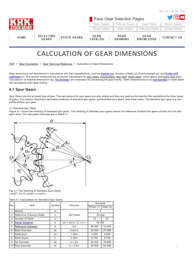 Calculation of Gear Dimensions | PDF | Gear | Euclidean Geometry