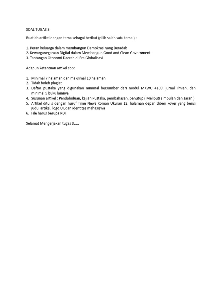 Soal Tugas 3 | PDF