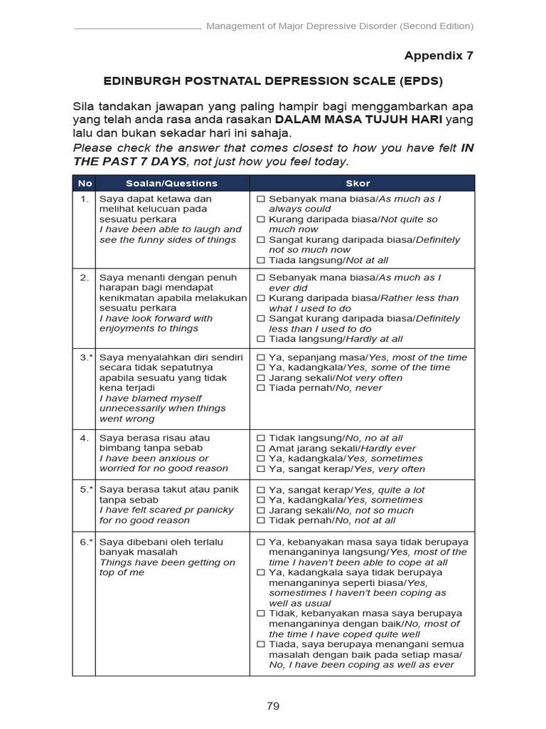 Edinburgh Postnatal Depression Scale | PDF | Karier & Perkembangan ...
