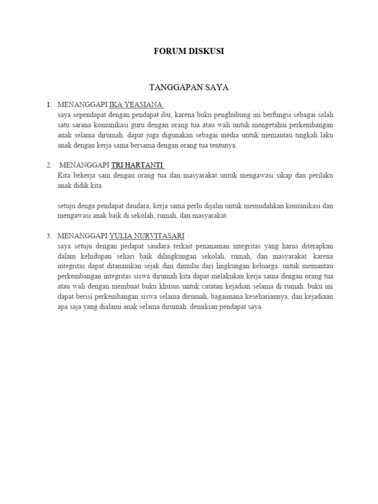 Forum Diskusi Integritas | PDF