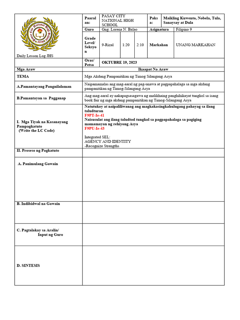 Co DLP Template | PDF
