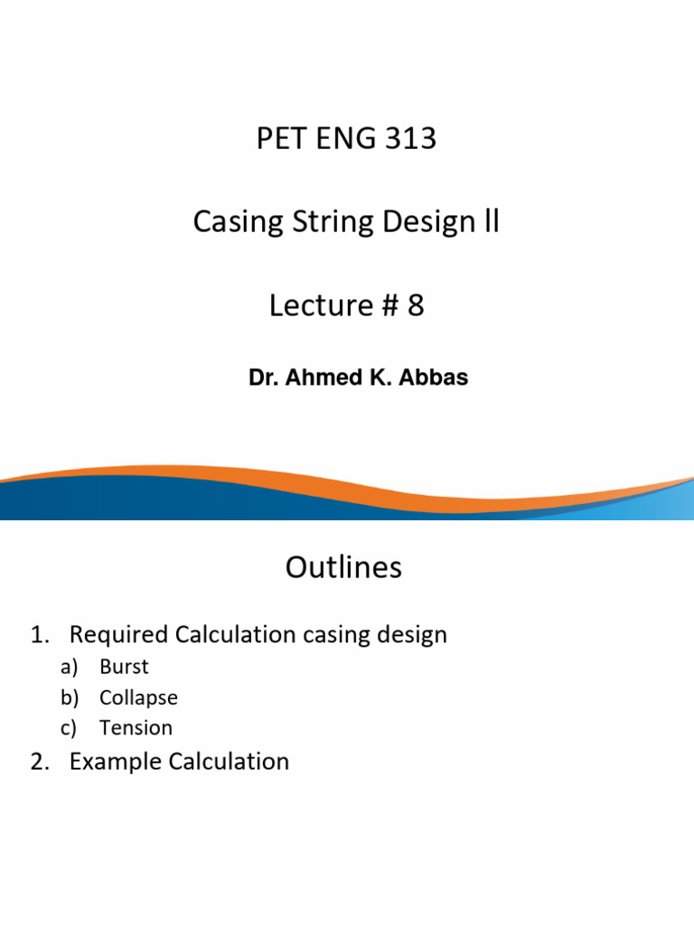 Lecture 8 Casing String Design LL | PDF | Casing (Borehole) | Pressure