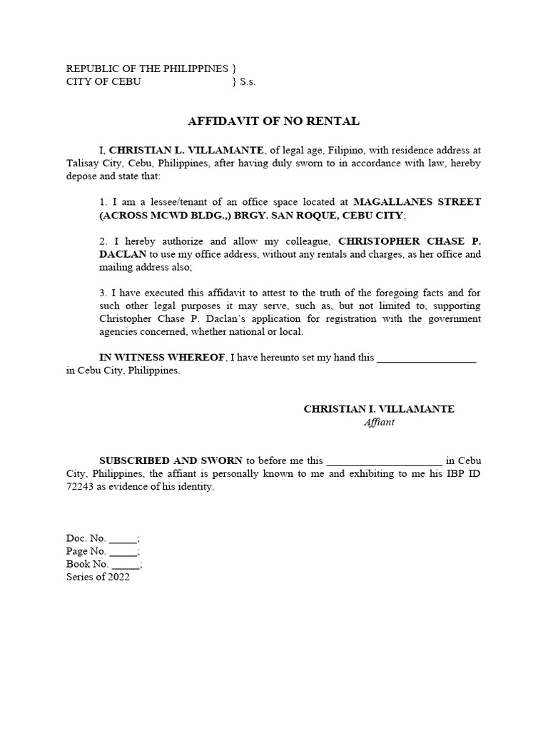 Affidavit of No Rental | PDF