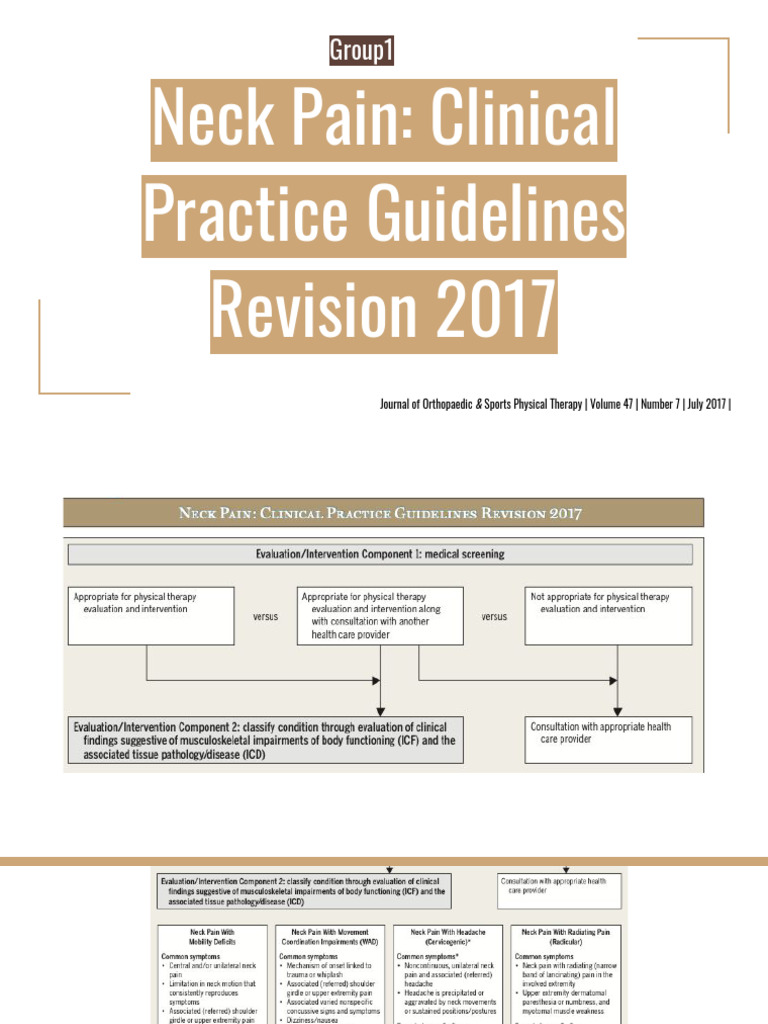 Group 1 Section A Neck Pain - Clinical Practice Guidelines Revision ...