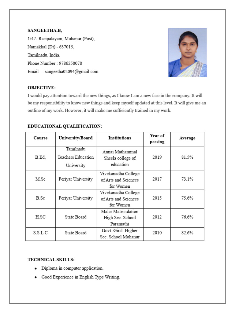 Sangeetha_Resume | PDF | Learning | Cognition