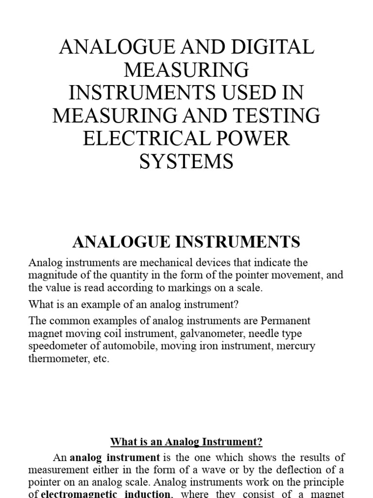 Analogue and Digital Measuring Instruments Used in Measuring | PDF | Electricity | Electronics