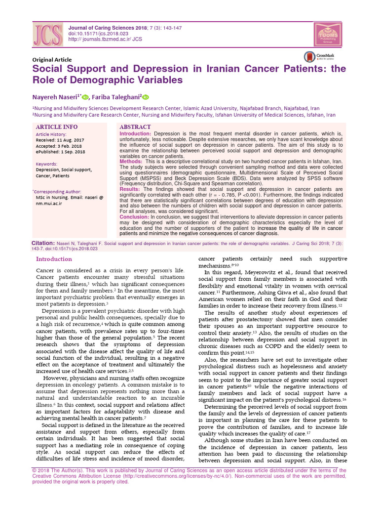 Social_Support_and_Depression_ | PDF | Social Support | Major ...