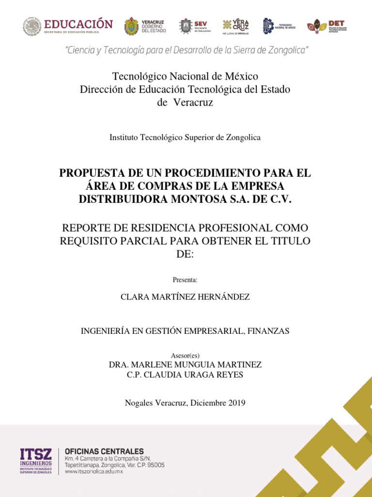 EJEMPLO - INFORME TÉCNICO DE RESIDENCIAS PROFESIONALES-PROCEDIMIENTO | PDF | Business | Calidad ...