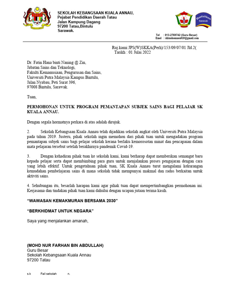 Surat Kepada Pihak UPM | PDF