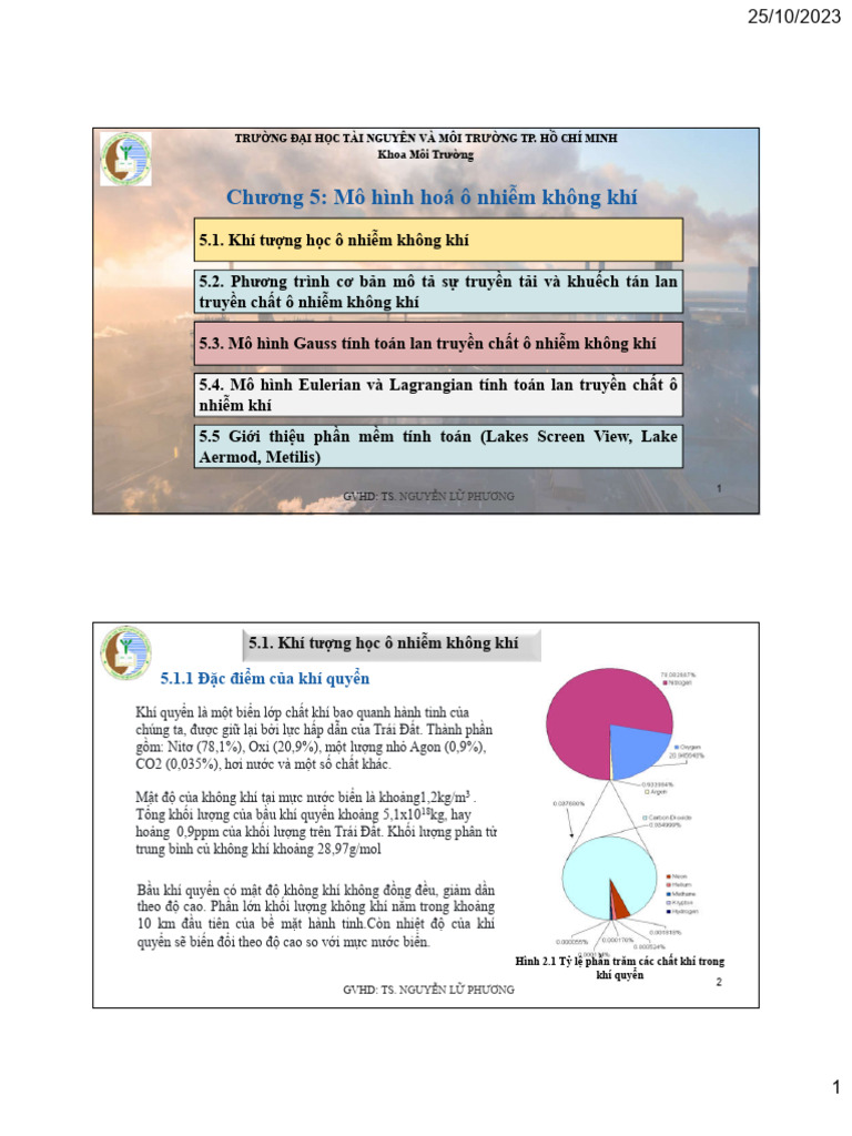 PPT MÔ HÌNH HOÁ MÔI TRƯỜNG_C5 | PDF