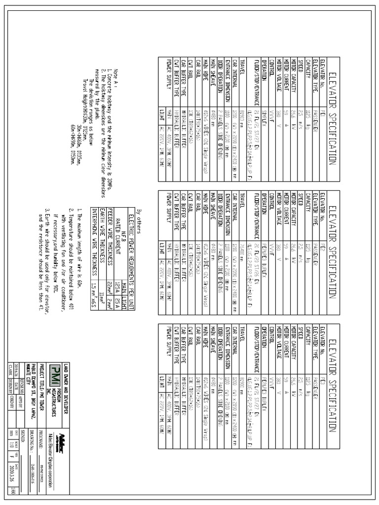 PMI Tower Nidec Elevator and Escalator Plans Final | PDF