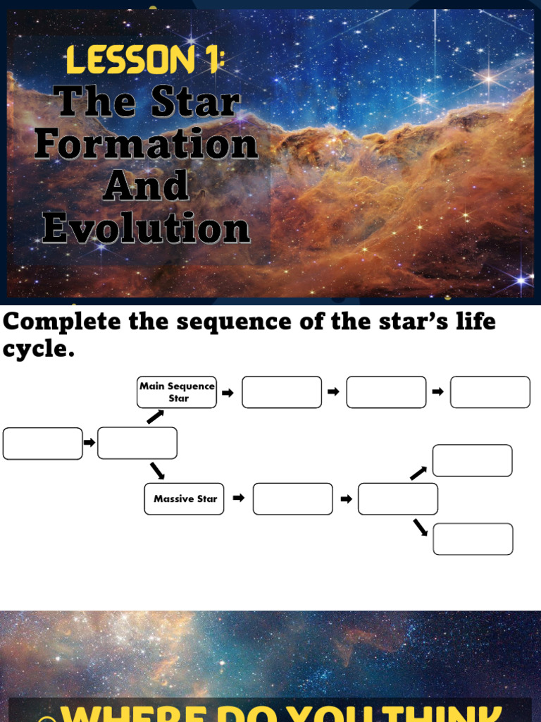 Lesson 1-The Star Formation and Evolution | PDF | Stars | Black Hole