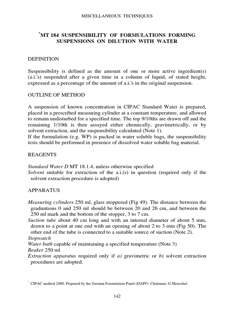 Cipac MT 184 | PDF | Filtration | Solubility