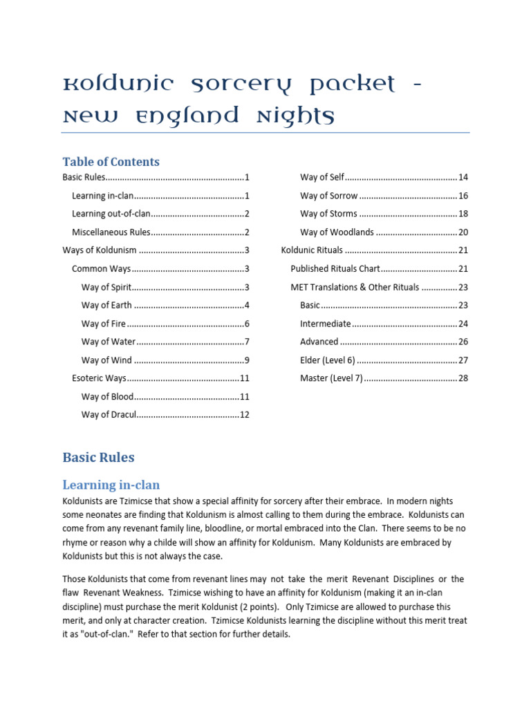 Koldunic Sorcery Overview and Rules | PDF | Fires | Senses