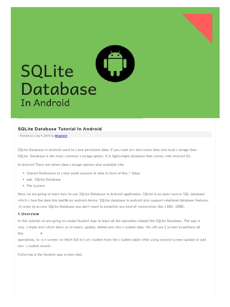 SQLite-Database-Tutorial 9117876 Powerpoint | Download Free PDF | Databases | Android (Operating ...