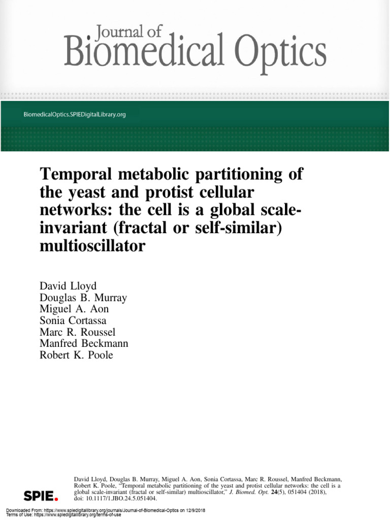 Temporal Metabolic Partitioning of The Yeast and Protist Cellular Networks | PDF | Mitochondrion ...