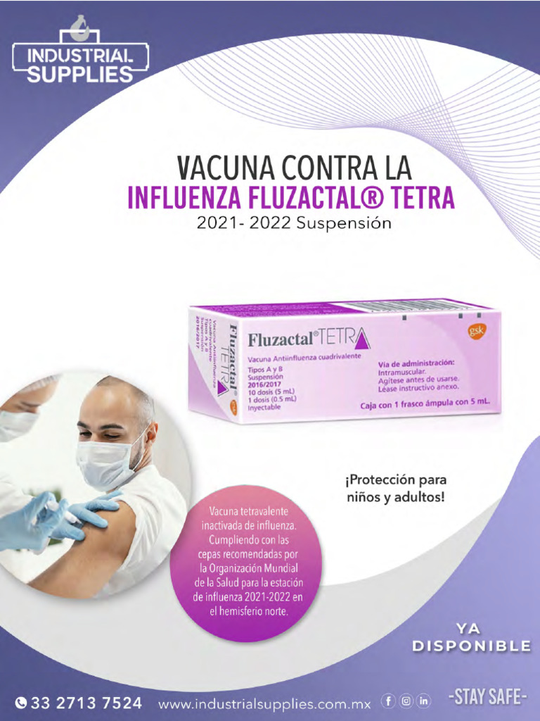 Vacuna Tetravalente Contra La Influenza FLUZACTAL Supplies 2021 | PDF ...