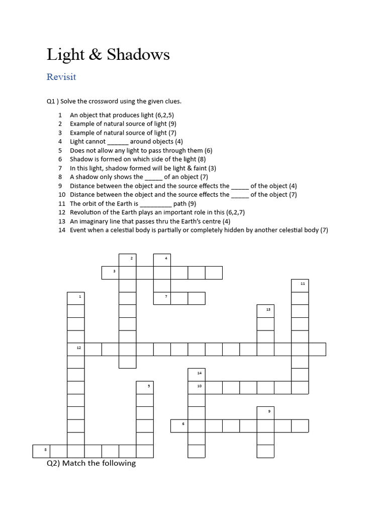 Light & Shadow Grade 5 ICSE | PDF | Shadow | Solar Eclipse