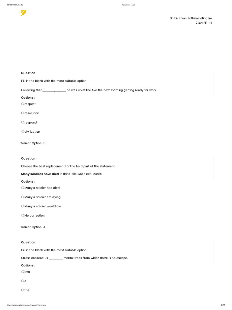 Reinprep - Last Test | PDF | Vacuum Cleaner | Thought