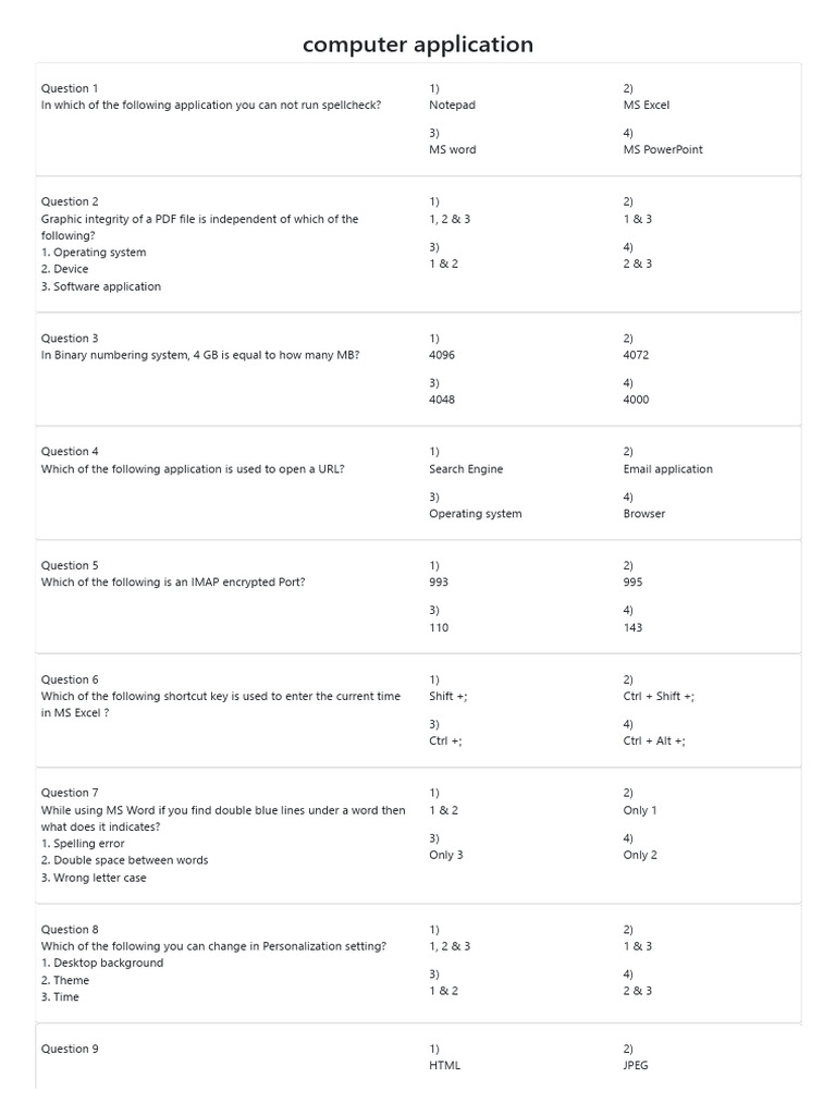 Computer Application | PDF | Microsoft Excel | Microsoft Word