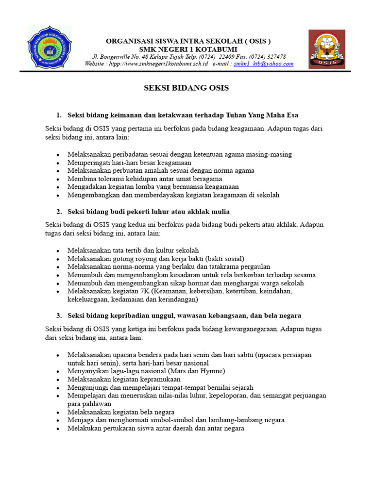 Program OSIS SMK Negeri 1 Kotabumi | PDF
