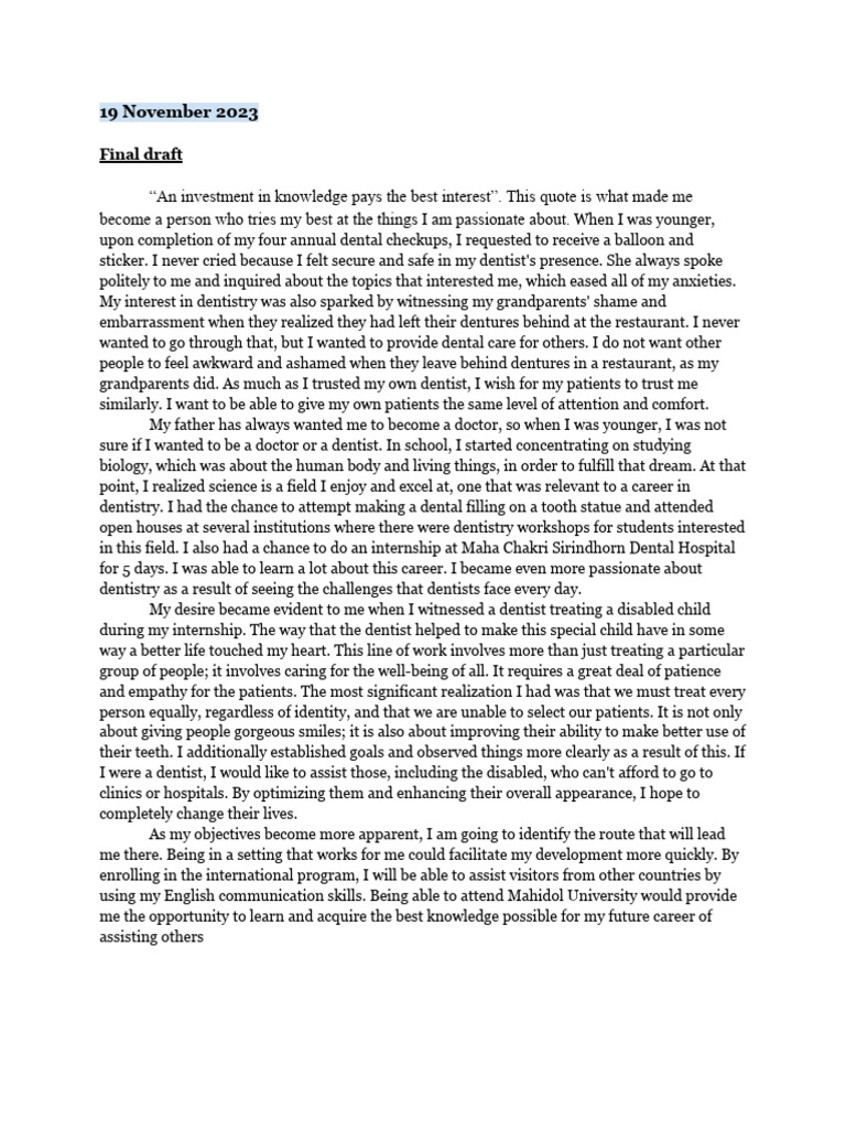 Final Draft | PDF | Dentistry | Health Care